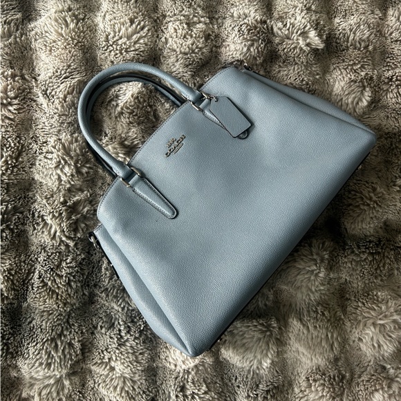 Coach | Bags | Coach Light Blue Leather Tote Bag | Poshmark